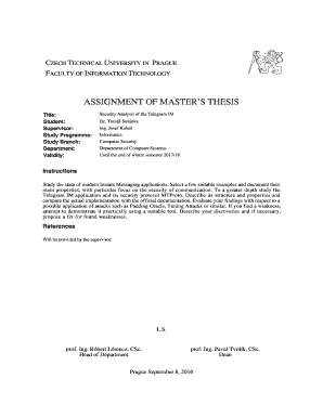 Fillable Online ASSIGNMENT OF MASTERS THESIS Fax Email Print - pdfFiller