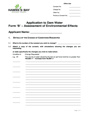 Fillable Online Application to Dam Water Fax Email Print - pdfFiller