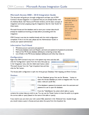 Fillable Online CRM Connect - Microsoft Access Integration Guide Fax Email Print - pdfFiller