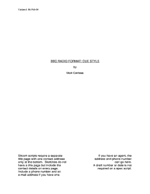 Fillable Online BBC RADIO FORMAT: CUE STYLE Fax Email Print - pdfFiller