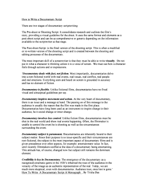 Fillable Online How to Write a Documentary Script Fax Email Print ...
