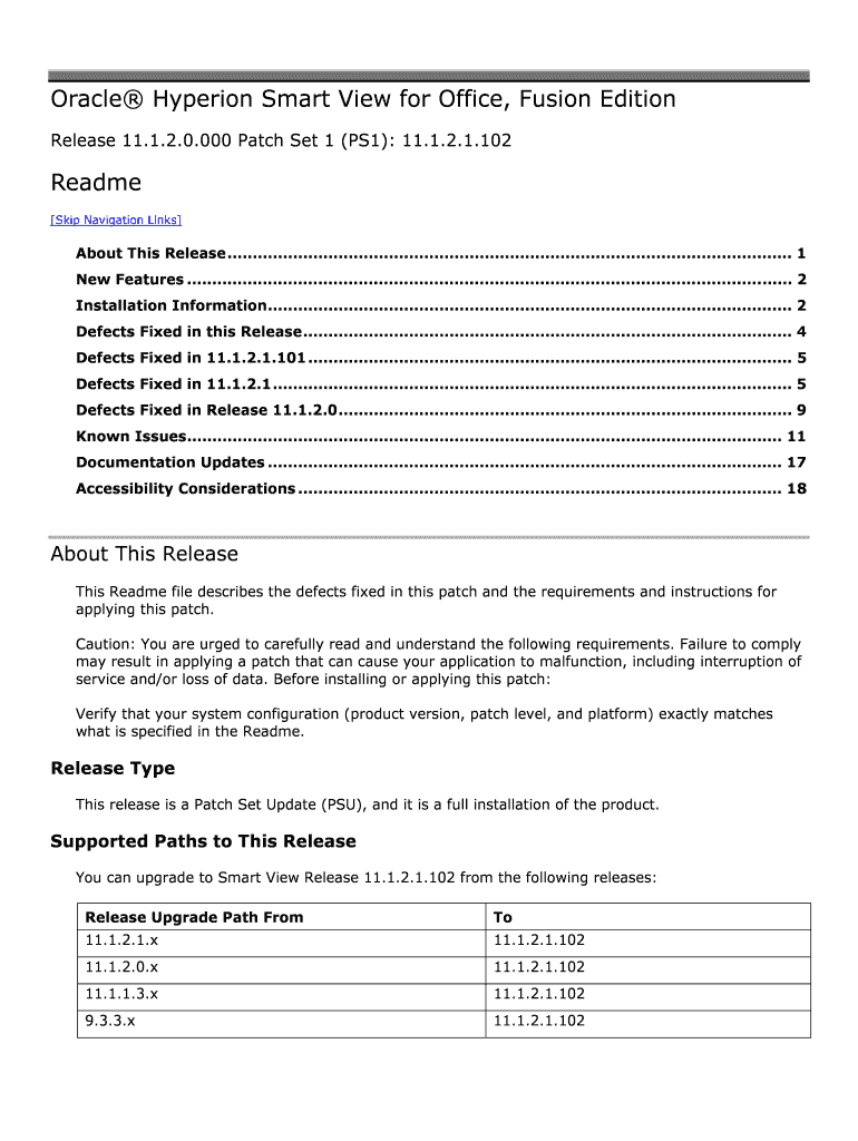 Fillable Online Oracle Hyperion Smart View For Office Fusion Edition Fax Email Print Pdffiller