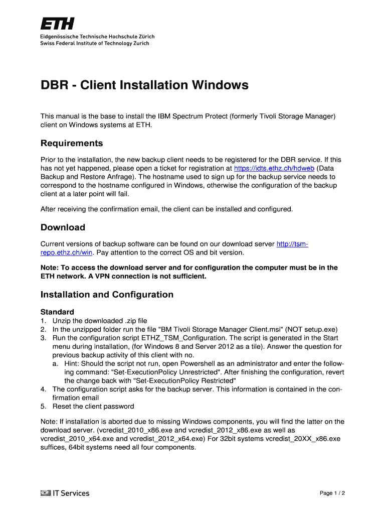 Fillable Online DBR - Client Installation Windows Fax Email Print ...
