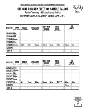 Fillable Online IT IS A SAMPLE OF THE OFFICIAL PRIMARY ELECTION BALLOT ...