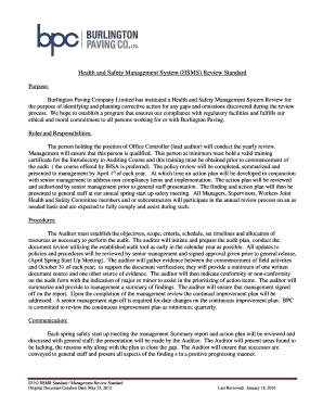 Fillable Online Health and Safety Management System (HSMS) Review ...