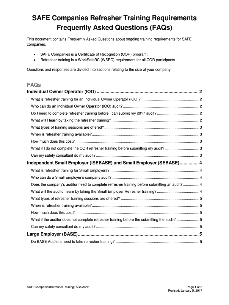 Fillable Online SAFE Companies Refresher Training Requirements Fax Email Print - pdfFiller