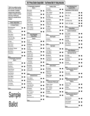 Fillable Online 2012 Primary Election Sample Ballot --- See Reverse ...