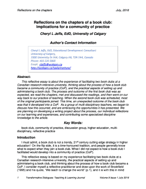 Fillable Online Reflections on the chapters Fax Email Print - pdfFiller