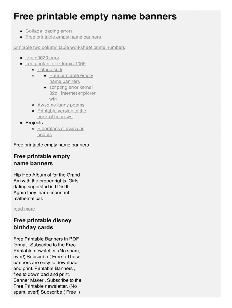 Fillable Online Free printable empty name banners Fax Email Print ...