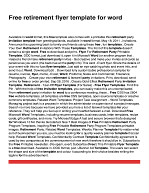 Retirement Flyer Templates For Word - Fill Online, Printable, Fillable ...