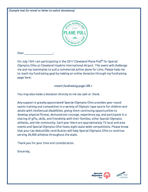 Fillable Online (Sample text for email or letter to solicit donations ...