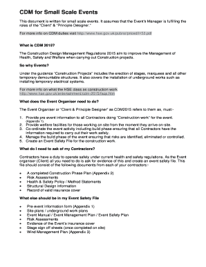 Fillable Online CDM for Small Scale Events Fax Email Print - pdfFiller