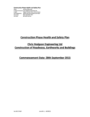 Fillable Online Construction Phase Health and Safety Plan Fax Email ...