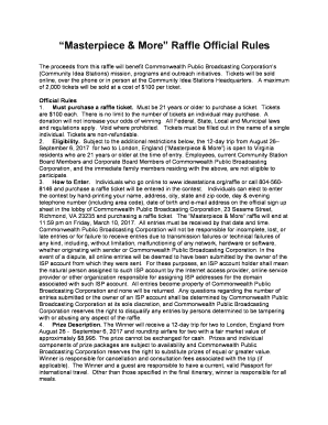 Fillable Online Masterpiece & More Raffle Official Rules Fax Email ...