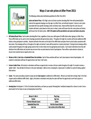 Fillable Online Ways U can win prizes at After Prom 2013: Fax Email ...