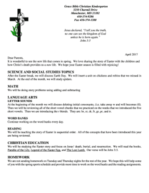 Fillable Online Grace Bible Christian Kindergarten Fax Email Print - pdfFiller