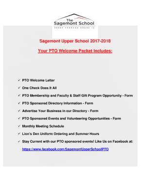 Fillable Online Your PTO Welcome Packet Includes: Fax Email Print ...