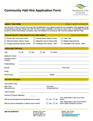 Fillable Online Community Hall Hire Application Form Fax Email Print ...