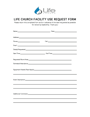 Fillable Online LIFE CHURCH FACILITY USE REQUEST FORM Fax Email Print ...