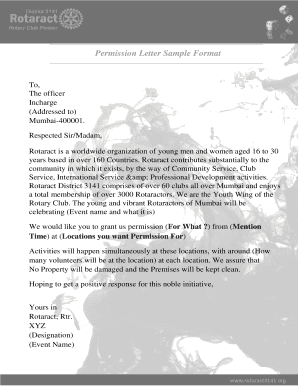 Fillable Online Permission Letter Sample Format Fax Email Print - pdfFiller