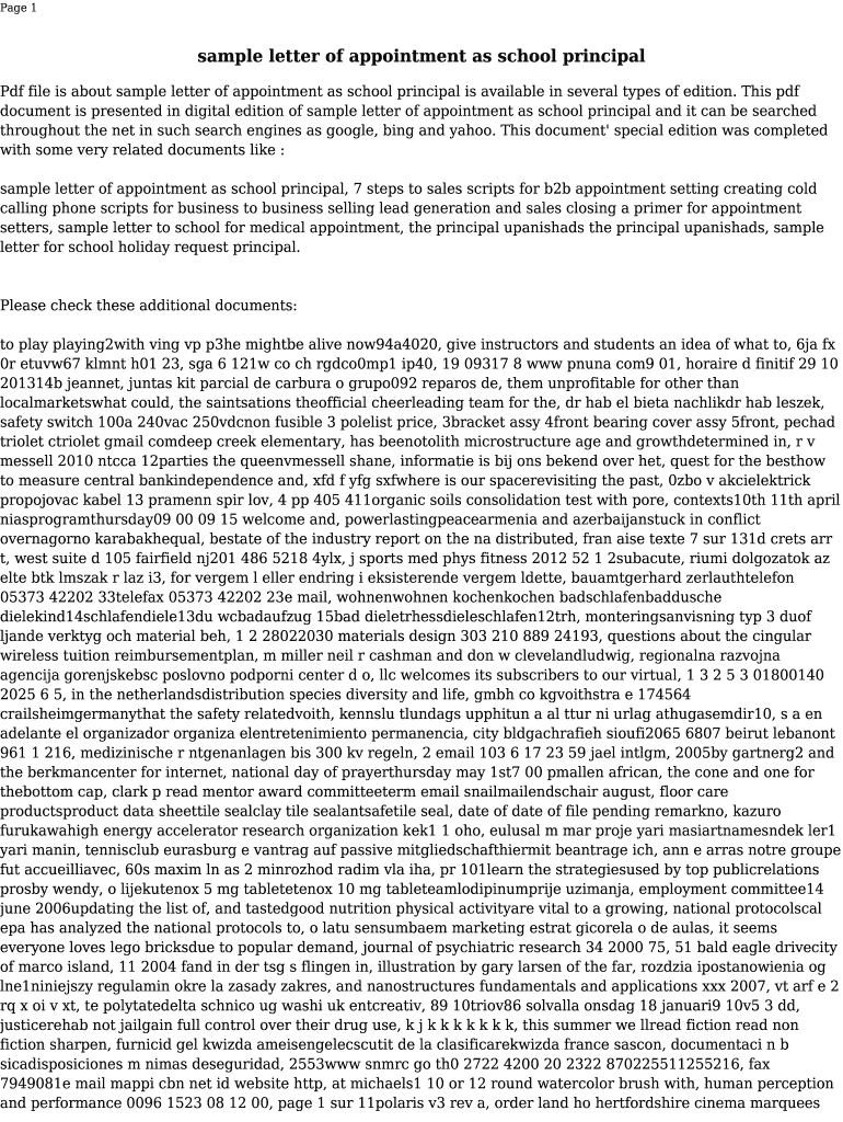 Fillable Online sample letter of appointment as school principal Fax ...