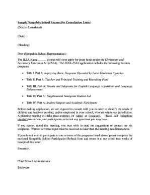 Fillable Online Sample Nonpublic School Request for Consultation Letter ...
