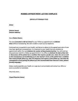 Fillable Online MISSED APPOINTMENT LETTER TEMPLATE Fax Email Print ...