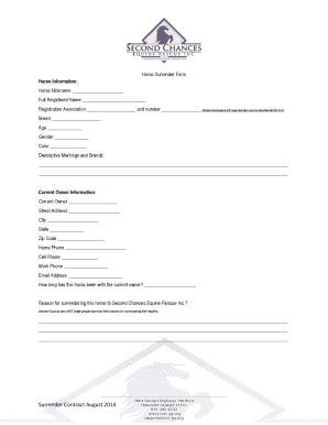 Fillable Online Horse Surrender Form Fax Email Print - pdfFiller