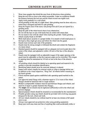 Fillable Online GRINDER SAFETY RULES Fax Email Print - pdfFiller