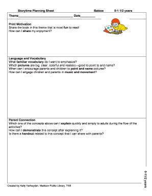 Fillable Online Storytime Planning Sheet Fax Email Print - pdfFiller
