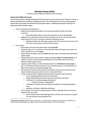Fillable Online Cleft Speech Therapy Timeline Fax Email Print - pdfFiller