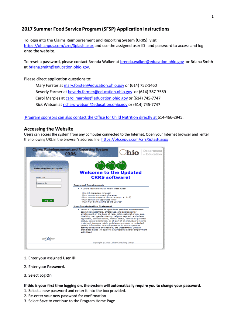 Fillable Online 2017 Summer Food Service Program (SFSP) Application ...