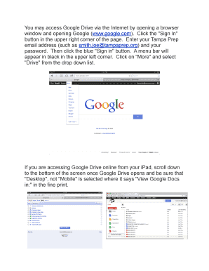 Fillable Online You may access Google Drive via the Internet by opening ...