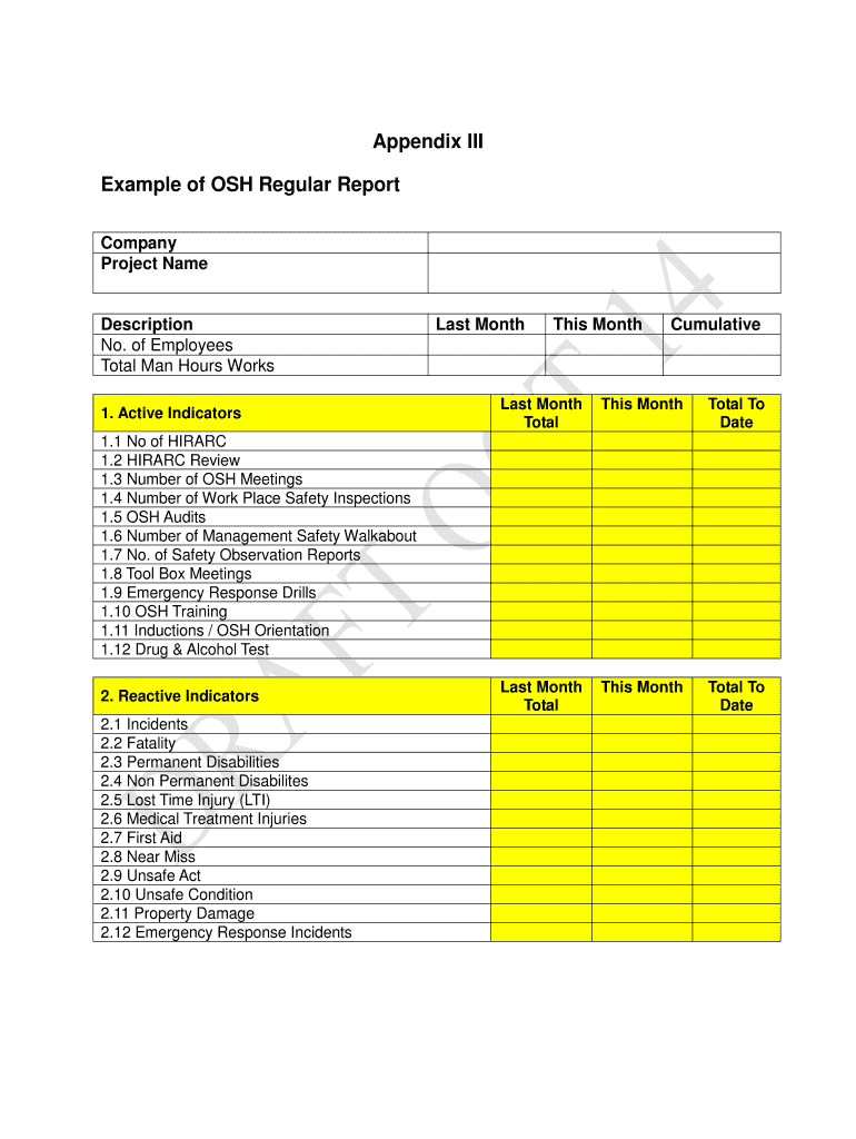 Fillable Online Example of OSH Regular Report Fax Email Print - pdfFiller