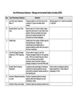 Fillable Online Key Performance Indicators Manage environmental health ...