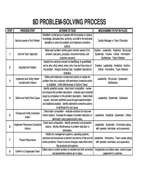 Fillable Online 8D PROBLEM-SOLVING PROCESS Fax Email Print - pdfFiller