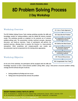 Fillable Online The 8D Problem Solving Process Tools training workshop ...