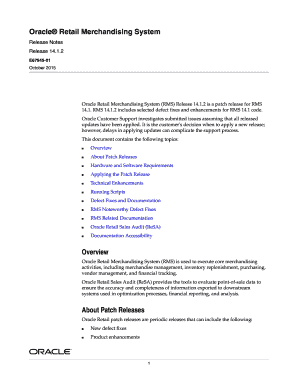 Fillable Online Oracle Retail Merchandising System (RMS) Release 14 Fax Email Print - pdfFiller