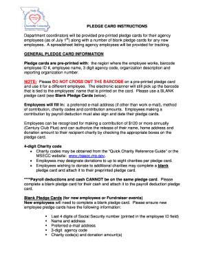 Fillable Online PLEDGE CARD INSTRUCTIONS Fax Email Print - pdfFiller