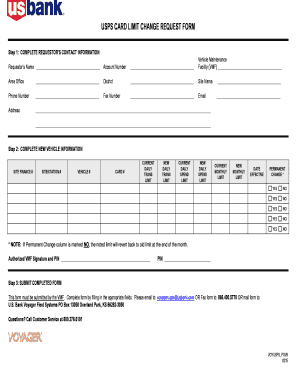 Fillable Online USPS CARD LIMIT CHANGE REQUEST FORM Fax Email Print ...
