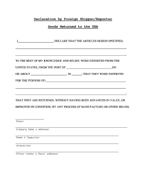 Fillable Online Declaration by Foreign Shipper/Exporter Fax Email Print ...