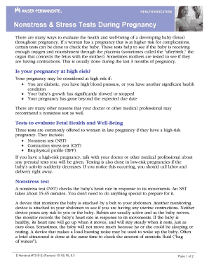 Fillable Online Nonstress & Stress Tests During Pregnancy Fax Email ...