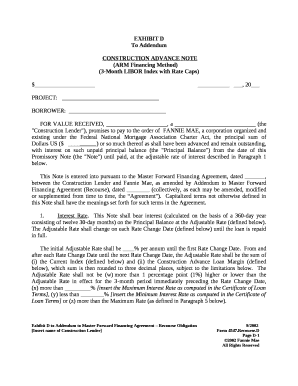 CONSTRUCTION ADVANCE NOTE Doc Template | pdfFiller