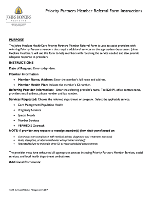 Fillable Online Priority Partners Member Referral Form Instructions Fax ...