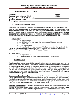 Fillable Online NJ APPLICATION DISCLOSURE FORM Fax Email Print - pdfFiller
