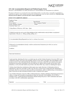 Fillable Online ADA Job Accommodation Request and Medical Inquiry Form ...