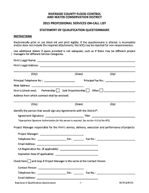 Fillable Online STATEMENT OF QUALIFICATION QUESTIONNAIRE (SOQQ) Fax Email Print - pdfFiller