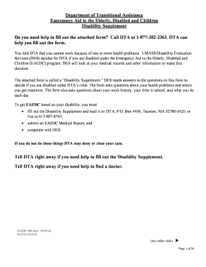 Fillable Online Emergency Aid to the Elderly, Disabled and Children Fax Email Print - pdfFiller