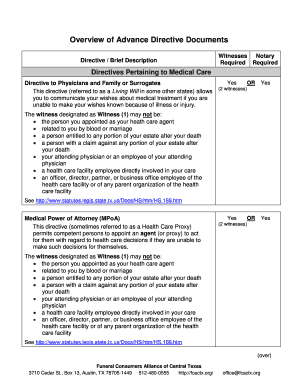 Fillable Online Overview of Advance Directive Documents Fax Email Print ...