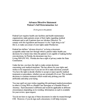 Fillable Online Advance Directive Statement Fax Email Print - pdfFiller